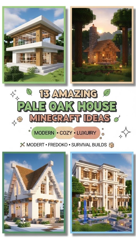 13 Amazing Pale Oak House Minecraft Ideas