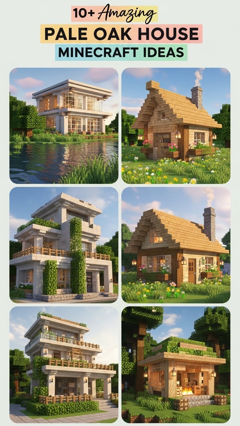 13 Amazing Pale Oak House Minecraft Ideas