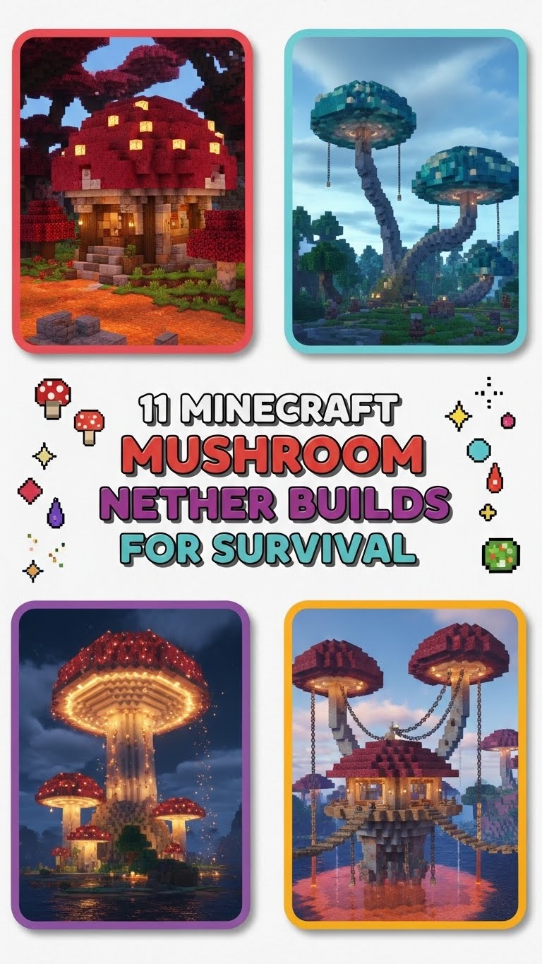 11 Minecraft Mushroom Nether Builds for Survival