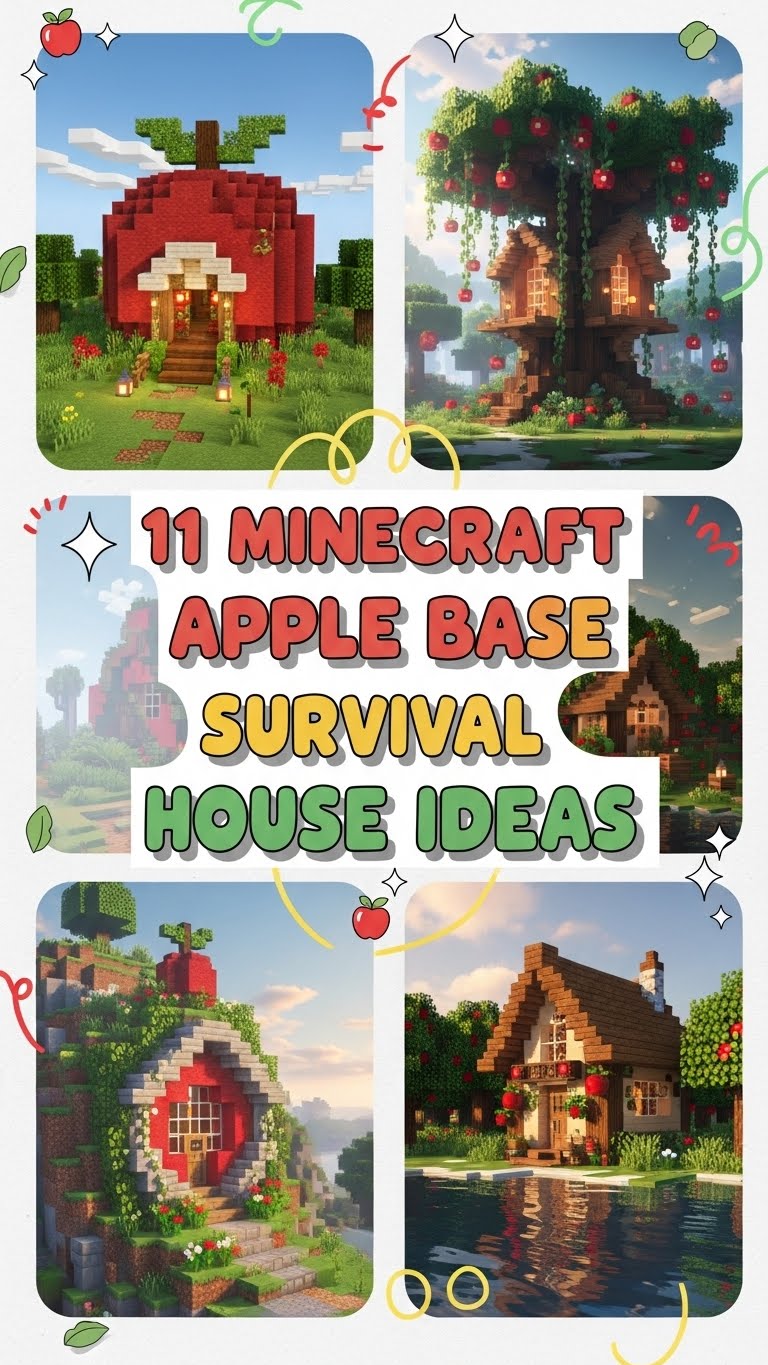 11 Minecraft Apple Base Survival House Ideas