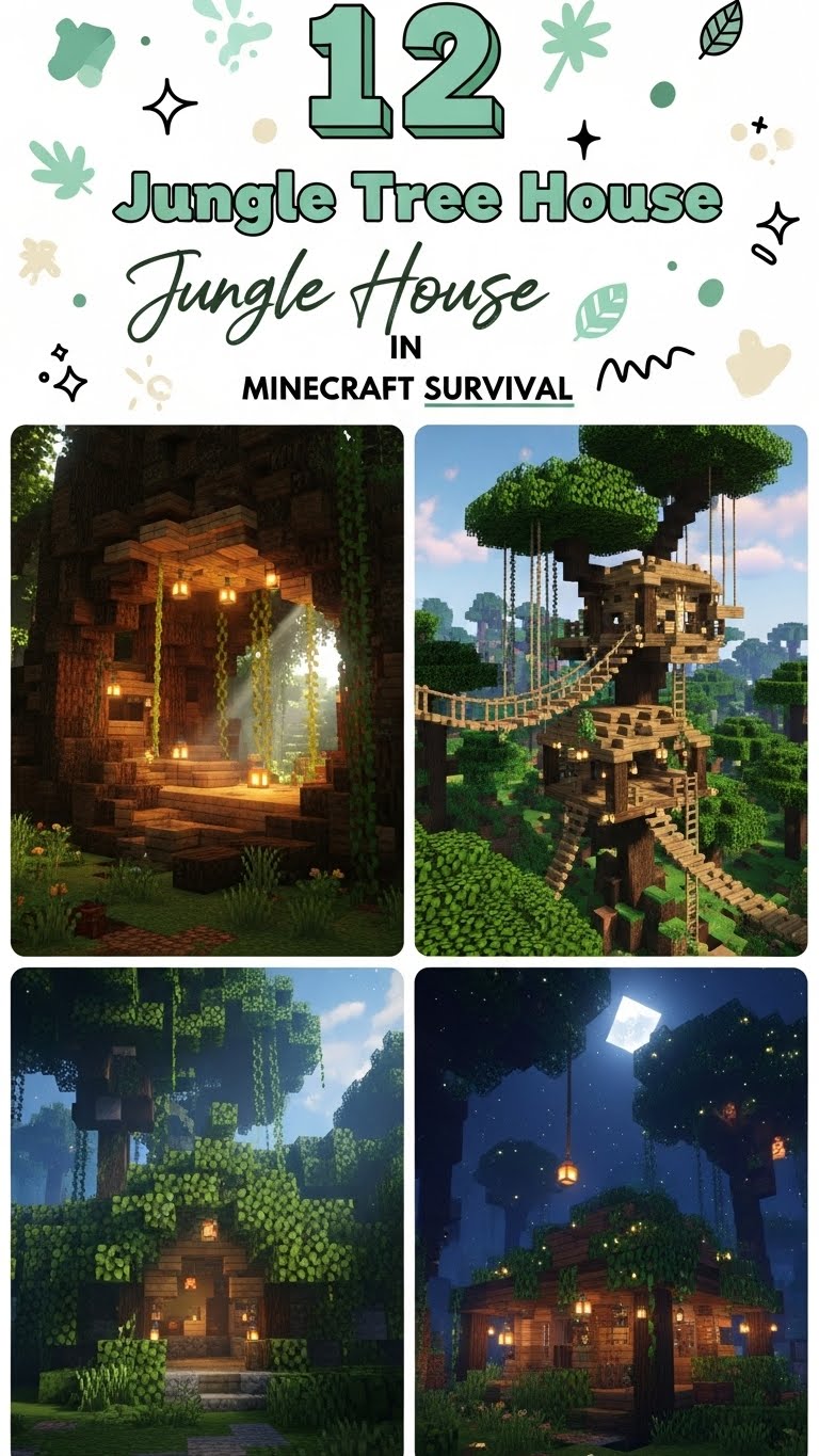 12 Jungle Tree House Ideas in Minecraft Survival