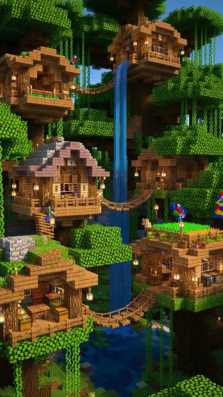 12 Jungle Tree House Ideas in Minecraft Survival