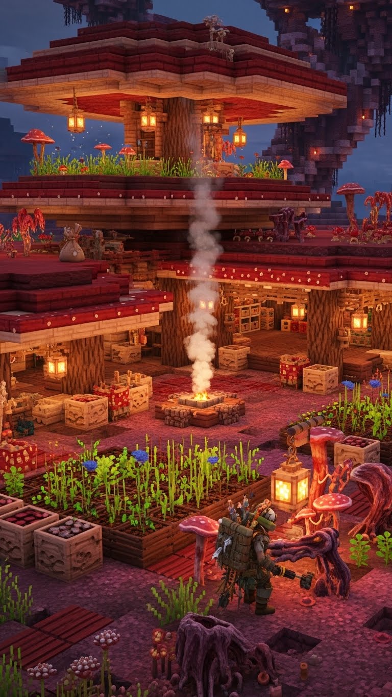 11 Minecraft Mushroom Nether Builds for Survival