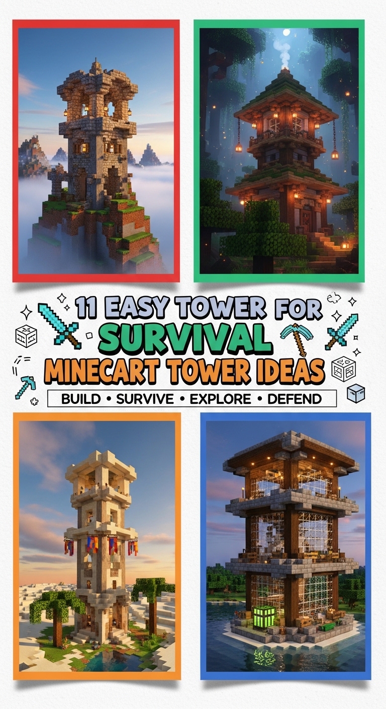 11 Easy Tower for Survival Minecraft Tower Ideas