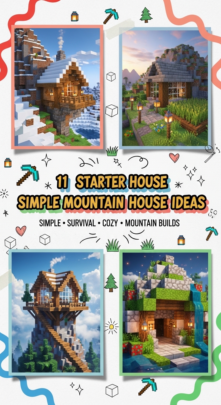 11 Minecraft Starter House Simple Mountain House Ideas